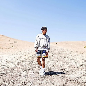 BOOMLEMON Men's Basketball Shorts Hip Hop Workout Athletic Shorts Mesh Print Running Short Pants(Blue XL)