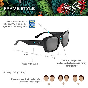 Maui Jim Women's Two Steps Polarized Fashion Sunglasses, Black Gloss/Neutral Grey, Medium