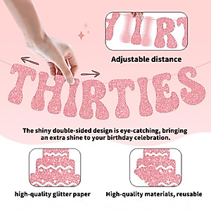 In My Thirties Era Glitter Banner for Her Him 30th Birthday Party Decorations, Pre-Strung Rose Gold Happy Birthday Banner, 30th Birthday Gifts for Women Eras Tour Party Decorations