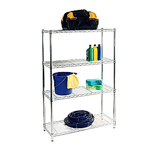 Seville Classics 4-Tier UltraZinc NSF Steel Wire Shelving, 14" D x 36" W x 54" H