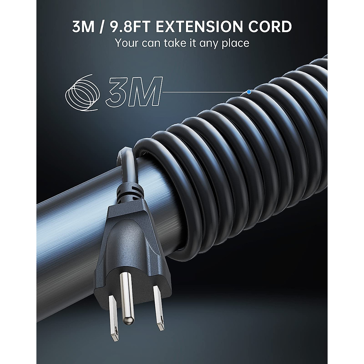 Power Strip Surge Protector, 10 Ft Extension Cord with 12 AC Multiple Outlets 4 USB (1 USB C), SMALLRT Power Tower Desktop Charging Station, Home Dorm Room Office Essentials, Desk Accessories Black