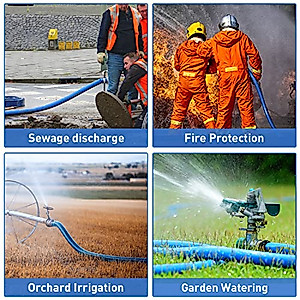 Gonioa 2 inches x 25 FT Heavy-Duty PVC Swimming Pool Backwash Hose, Reinforced Discharge Hose with Clamp for Swimming Pools, Blue