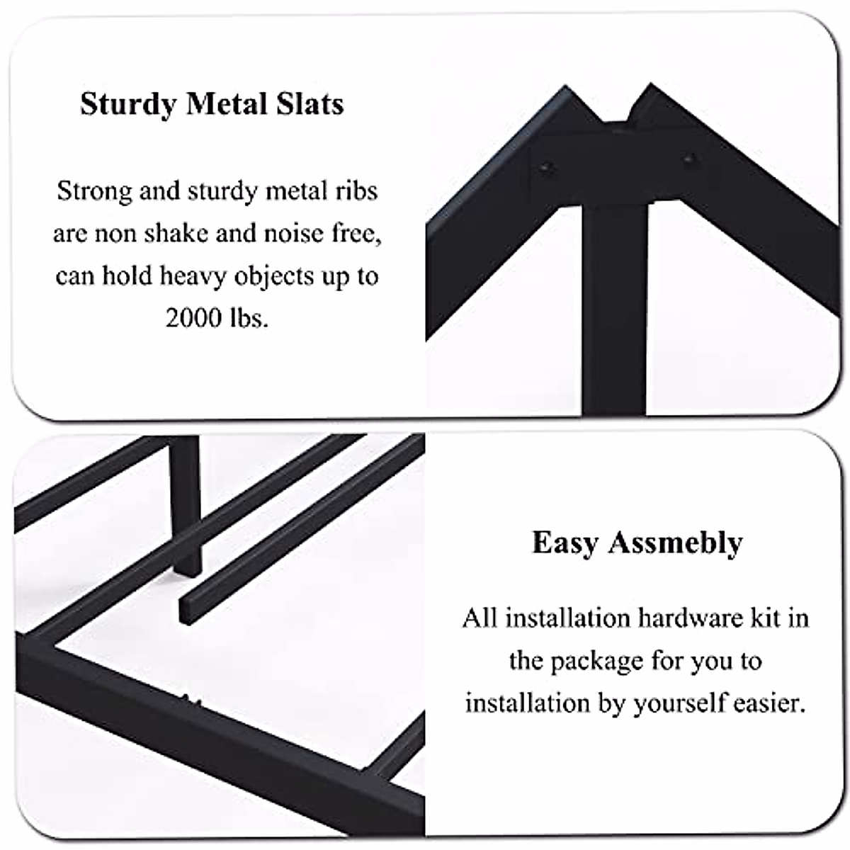 Upcanso Twin Size Bed Frame with Wood Headboard and Footboard, Platform Twin Bed Frames No Box Spring Needed with Heavy Duty Slats for Kids, Easy Assembly