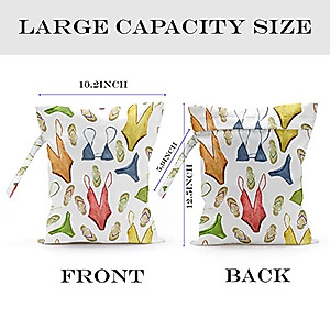 zcyxuuw Wet Bag, Wet Dry Bag, Wet Bag for Swimsuit, Travel, Beach, Pool, Diapers, Dirty Yoga Gym Clothes, Makeup Bag, Waterproof Reusable Beach Bag Ocean Decor Starfish Sea Horse Anchor