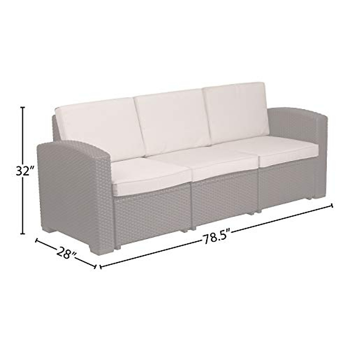 Flash Furniture Chocolate Brown Faux Rattan Sofa with All-Weather Beige Cushions