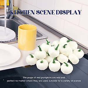 VIDELLY 16 Pieces Artificial Pumpkins for Decoration Artificial Realistic Fall Harvest Mini Pumpkins Home Garden Faux Pumpkins Artificial Vegetables Fall Harvest Décor Halloween Thanksgiving Home Deco