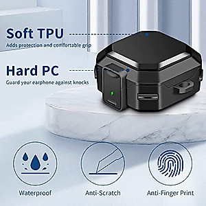 Case for Galaxy Buds 2 Pro/Galaxy Buds 2 / Galaxy Buds Pro/Galaxy Buds Live,Full-Body TPU Rugged Shockproof Cool Hard Protective Case Cover for Galaxy Buds Charging Case for Women Men (Black)