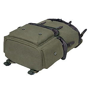KAUKKO Vintage Casual polyster and Leather Rucksack Backpack(03-CANVAS ARMYGREEN)