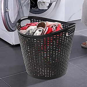 Readsky 40L Tall Flex Laundry Basket, Large Plastic Storage Basket with Handles, 6 Pack