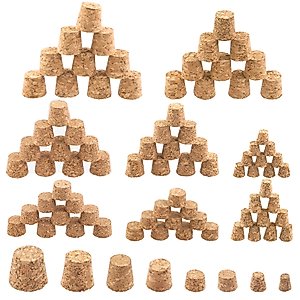 Keadic 120 Pcs 8 Sizes Wooden Tapered Cork Plug Assortment Set Soft Wood Wine Bottle Corks Stoppers Replacement for Wine And Beer