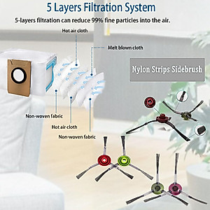 28 PCS Replacement Accessaries Kit Set for ECOVACS DEEBOT X1 Omni Turbo T10 T20 Omni T20/T20 Max/T20 ProRobot Vacuum Cleaner, 2 Main Brush, 8 Side Brushes, 4 Filter, 8 Mop Pads, 4 Dust Bag