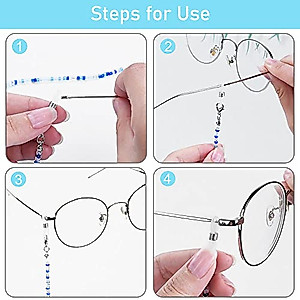 URAQT Eyeglasses Chain, 5 Pack Glasses Chain Non-Slip Spectacle Chain with 10 Pair Ear Hooks, Colorful Beaded Sunglasses Chain Lanyard Eyewear Retainer, Eyeglass Strap Holder for Women Reading Sports