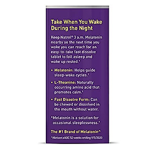Natrol, 3 a.m. Melatonin Sleep Aid Strengthens Immune System 100 DrugFree and Natural Lavender Vanilla Flavor Fast Dissolve Tablets, 60 Count