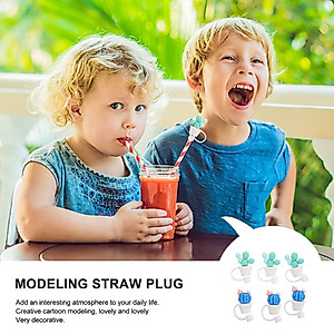 Amosfun 2pcs Silicone Straw Tips Cover - 8mm Diameter Straw Tips Lids Cactus Shape Straw Tips Cover Straw Plug Drinking Cap for Home Kitchen Accessories