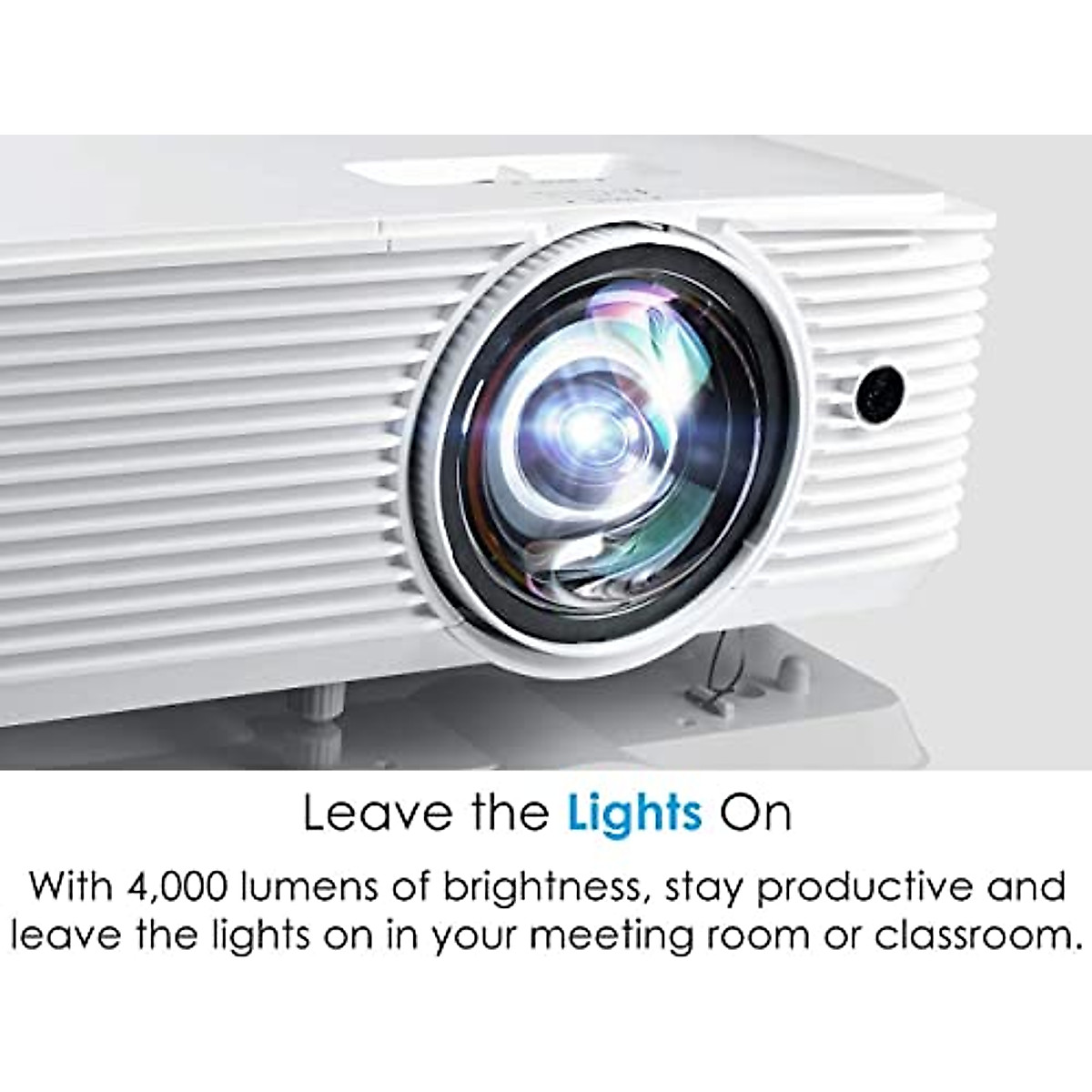 Optoma EH412STx Short Throw 1080p HDR Professional Projector | Super Bright 4,000 Lumens | Business Presentations, Classrooms, and Meeting Rooms | 15,000 Hour Lamp Life | Speaker Built in | Portable