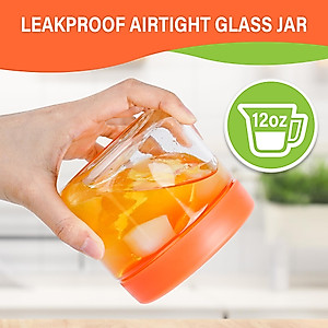 EONJOE 12oz Small Glass Jars for Overnight Oats Salad Yogurt Pudding Cereal Candy Snacks Storage Containers Meal Prep Mason jar with Airtight Lids,6 Pack