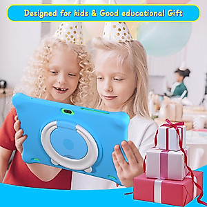 SGIN Tablet for Kids, 2GB RAM 64GB ROM, 10 Inch Android 12 Kids Tablet with Case with Parental Control APP, Dual Camera, WiFi, Educational Games，iWawa Pre Installed （Sky Blue）