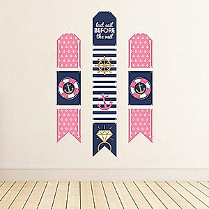 Big Dot of Happiness Last Sail Before The Veil - Hanging Vertical Paper Door Banners - Nautical Bachelorette and Bridal Shower Wall Decoration Kit - Indoor Door Decor
