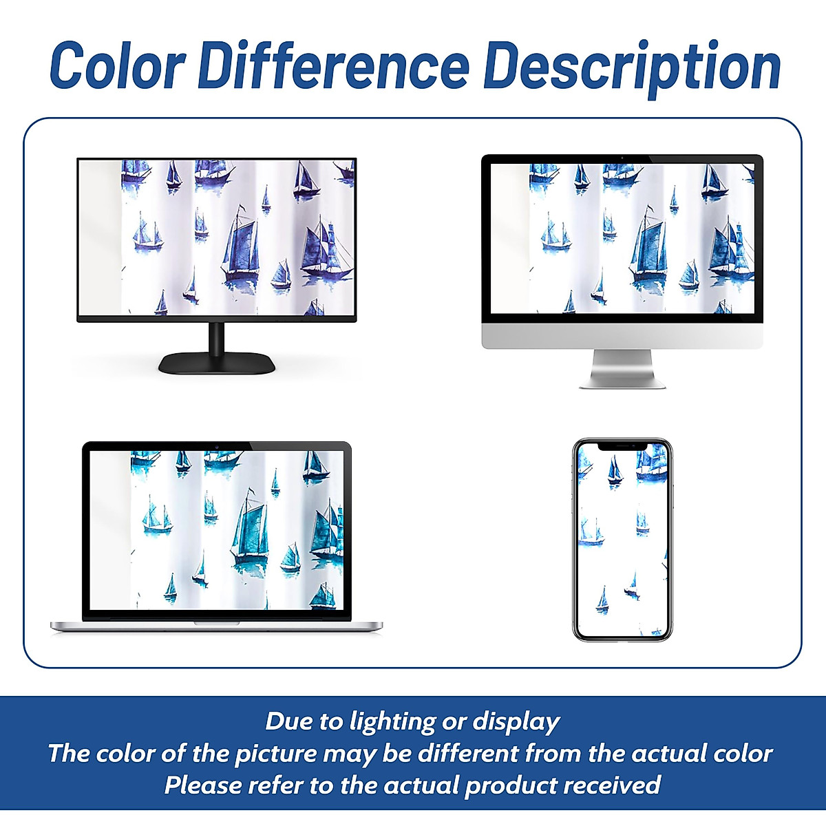 DriftAway Harbor Sailboat Ocean Print Blackout Thermal Insulated Window Curtain Valance Rod Pocket 52 Inch by 18 Inch Plus 2 Inch Header Navy