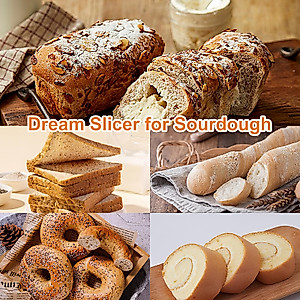 Alimtee Bread Knife for Homemade Bread and Skinny Spurtle, Sourdough Cutter Fiddle Bow Bread Slicer Knife for Homemade Bread, Premium Stainless Steel Saw (Wood Bread Knife and Spurtle)