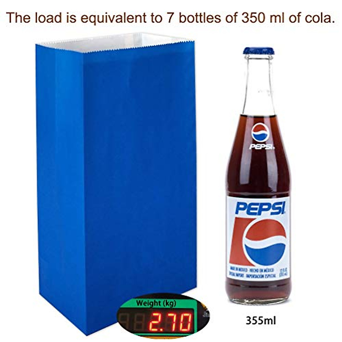 KEYYOOMY 100 CT Small Paper Bags Navy Blue Paper Party Bags for Wedding Shower Kid’s Birthday Party (Royal Blue, 100 CT, 3.1 X 5.1 X 9.4 In)