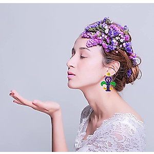 INENIMARTJ Mardi Gras Dangle Earrings for Women, Carnival Theme Mask Lips Hat Lobster Modelling Earrings, Mardi Gras Acrylic Earrings for Holiday Mardi Gras