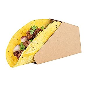 Restaurantware Bio Tek Kraft Paper Small Taco Holder - Greaseproof - 4" x 1 1/4" x 2 1/4" - 200 count box