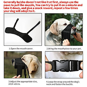 HEELE Dog Muzzle,Soft Nylon Muzzle Anti Biting Barking Chewing,Air Mesh Breathable Drinkable Adjustable Loop Pets Muzzle for Small Medium Large Dogs 4 Colors 4 Sizes