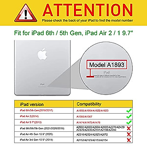 FINTIE Keyboard Case for iPad 6th / 5th Generation (2018/2017), iPad Air 2 / Air 1 (9.7 Inch) - Slim Shell Stand Cover w/Magnetically Detachable Wireless Bluetooth Keyboard, Black