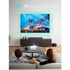 4K Projector, Projector with WiFi and Bluetooth, Portable Movie Projector with Remote, Home Theater Video Projector Compatible with HDMI, USB, MicroSD, Laptop, iOS & Android