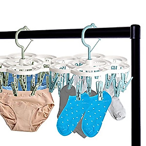 Okllen 6 Pack Laundry Drying Hanger with 16 Clips, Anti-Wind Clip and Drip Hanger Clothes Laundry Hangers, Plastic Hanging Drying Rack for Underwear, Bras, Socks, Baby Clothes, Towel, Scarf, 6 Colors