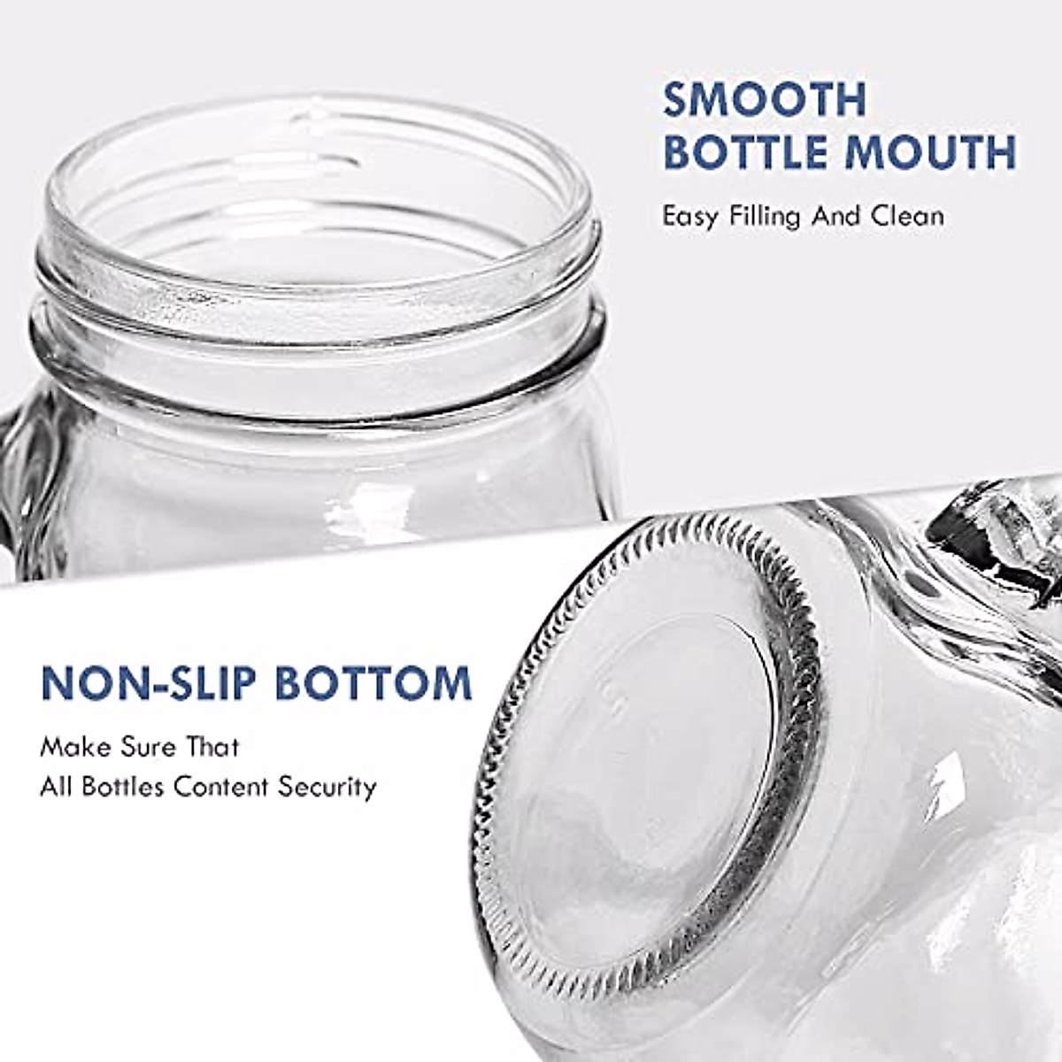 DESIYUE 9 Pack 16 Oz Mason jar Drinking Glasses, Mason Mugs with Handle, Old Fashioned Regular & Glass Mason Jar Mugs with Lids & Straws for Juice, Smoothies, Kombucha, Tea, Milk,Best Gift