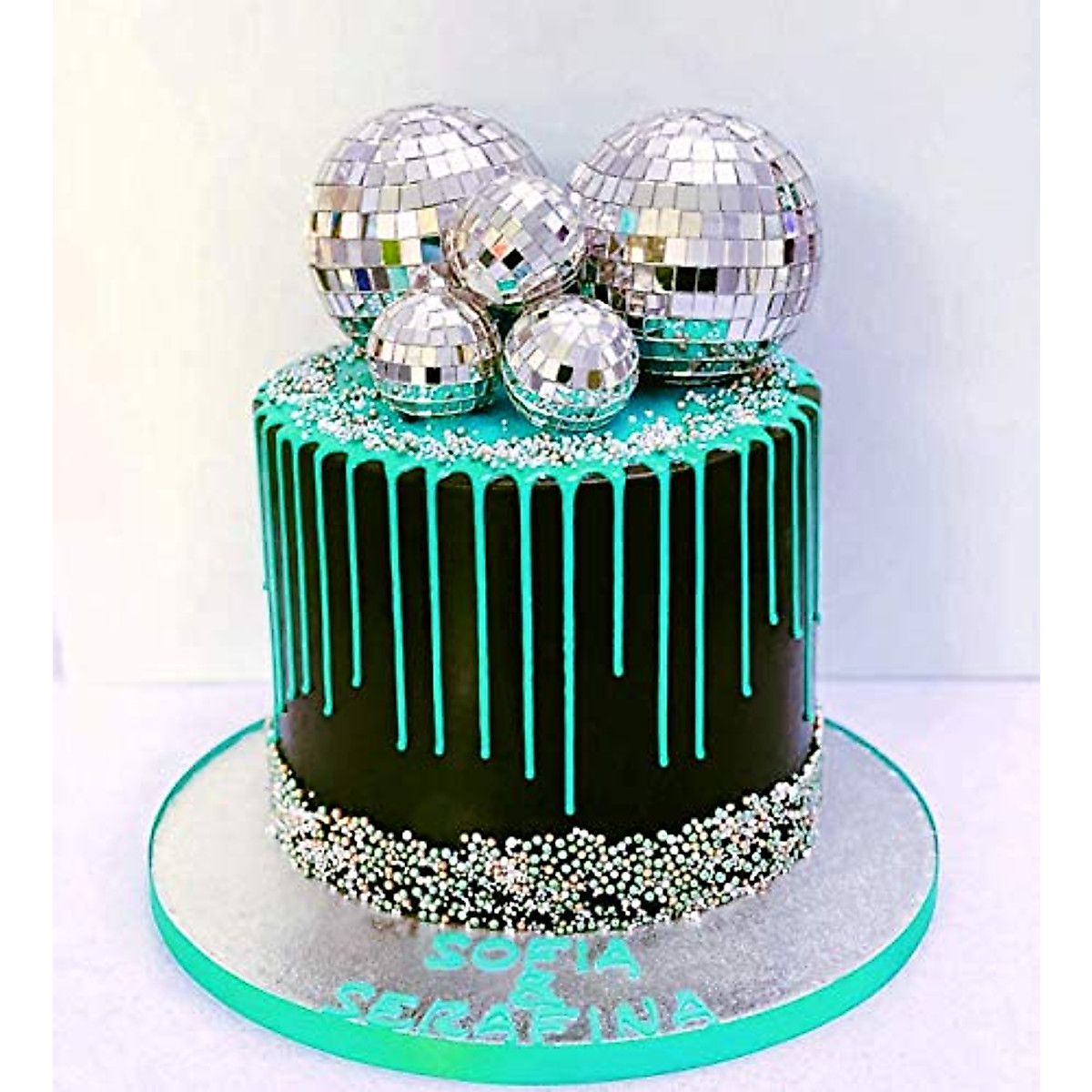 JeVenis Disco Ball Cake Decoration 70's Disco Cake Decoration Disco Ball Toppers Saturday Night Fever Party Supplies Disco Ball Dance Birthday Party Supplies