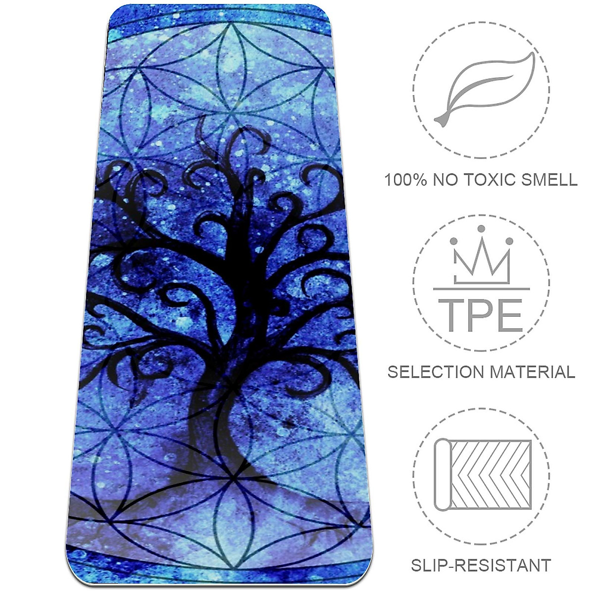 LEVEIS Yoga Mat Tree of Life Symbol Thick Non Slip Exercise Workout Mats for Home Gym Floor Travel