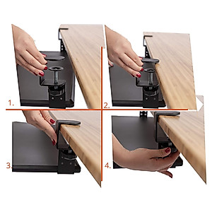 Stand Up Desk Store Large Clamp-On Retractable Adjustable Height Under Desk Keyboard Tray | for Desks Up to 1.5" (Large, 33" Wide)