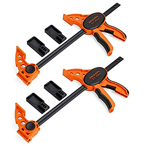 JORGENSEN 2-pack Ratchet Bar Clamps Set, Medium Duty, 12-inch One Hand Clamp, E-Z Hold Expandable Spreader