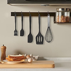 JONPHE Silicone Kitchen Utensils Set - Spatula Set,Turner,Brush,Whisk, 464°F Heat Resistant, Dishwasher Safe Silicone Cooking Utensils Set, Kitchen Gadget Tools Set for Nonstick Cookware - Black