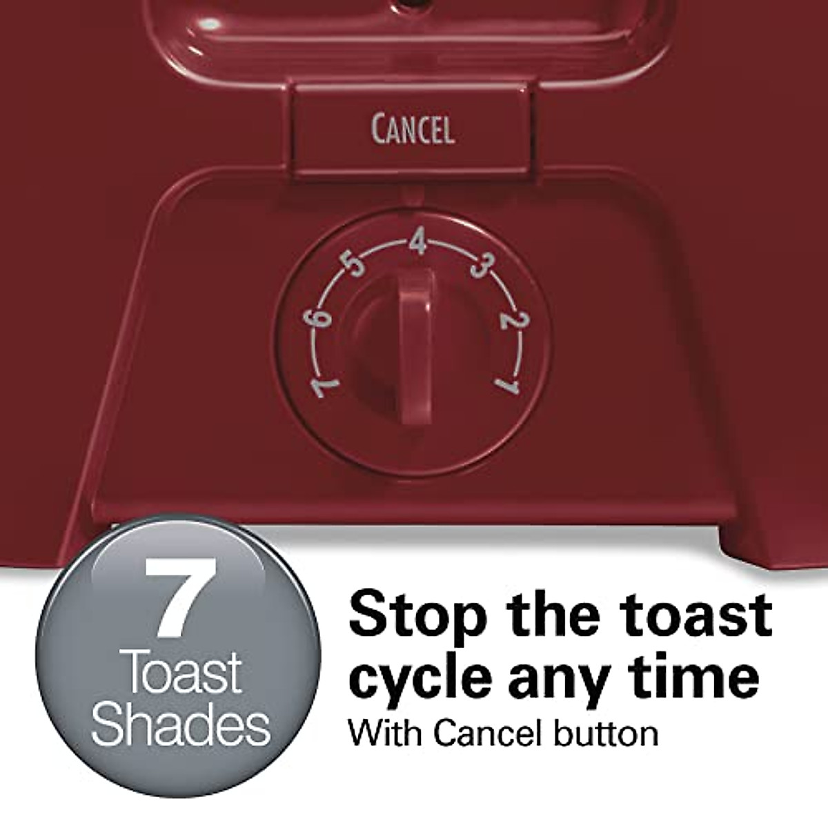 Hamilton Beach 2 Slice Toaster with Extra Wide Slots, Shade Selector, Auto-Shutoff, Cancel Button and Toast Boost, Red