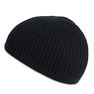 Candid Signature Apparel Skull Cap Kufi Beanies for Men & Women - 100% Cotton Skully, Running Cap & Helmet Liner, Checkered (Black)