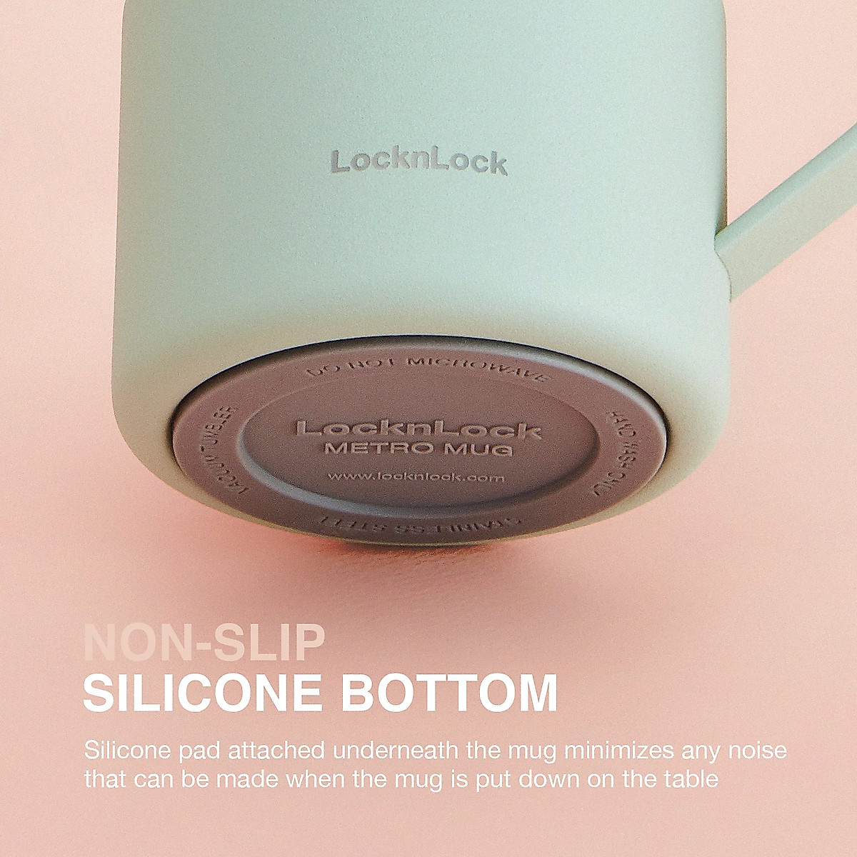 LocknLock Stainless Steel Double Wall Insulated with Handle, Lid, 16 oz, Mint Metro Mug