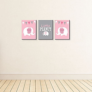 Big Dot of Happiness Pink Elephant - Baby Girl Nursery Wall Art and Kids Room Decorations - Gift Ideas - 7.5 x 10 inches - Set of 3 Prints