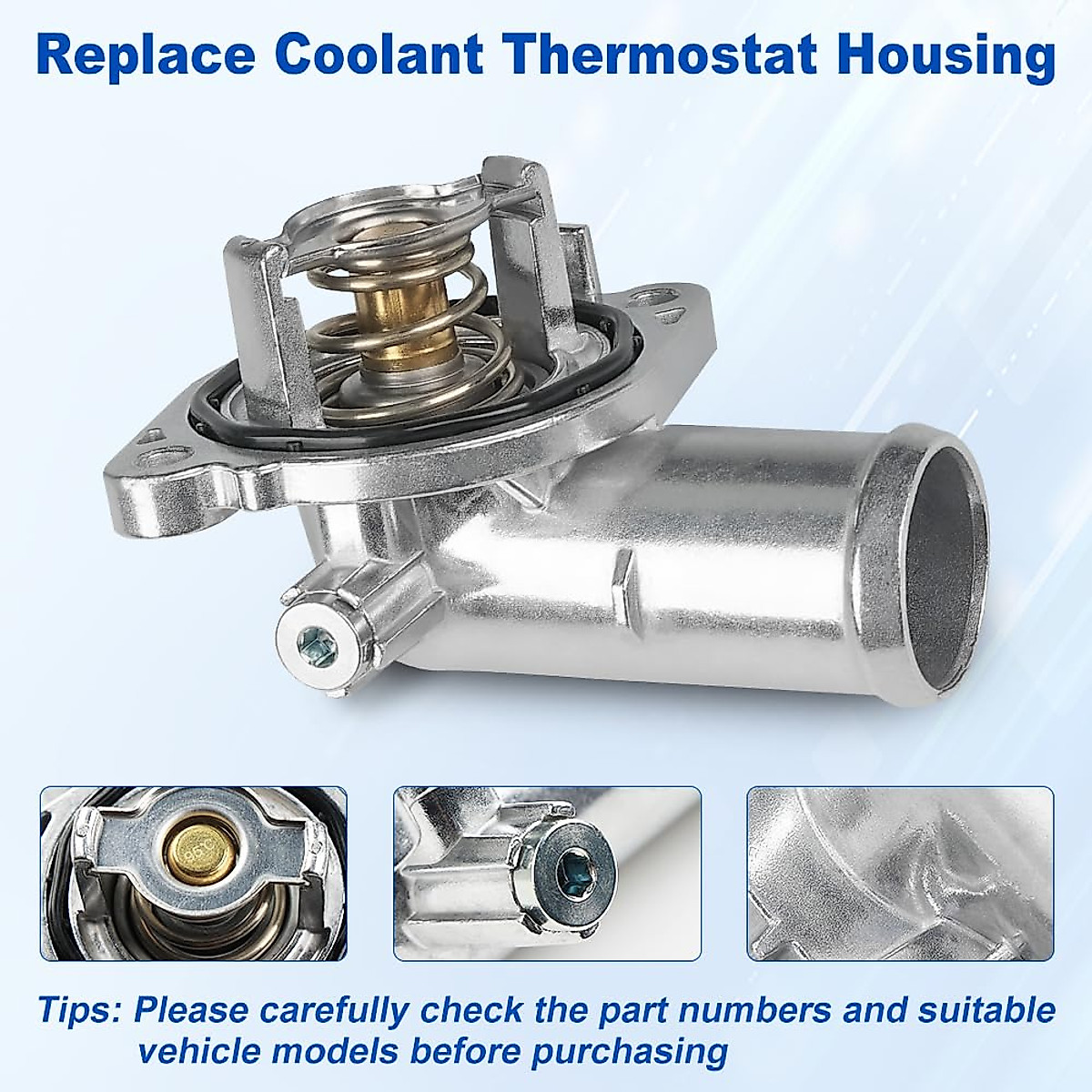 WMPHE Aluminium Engine Coolant Thermostat Housing Compatible with 2011-2019 Dodge Journey/Grand Caravan, 2011-2016 Chrysler Town & Country, 2011-2014 Dodge Avenger/VW Routan Replacement for 5184570AH