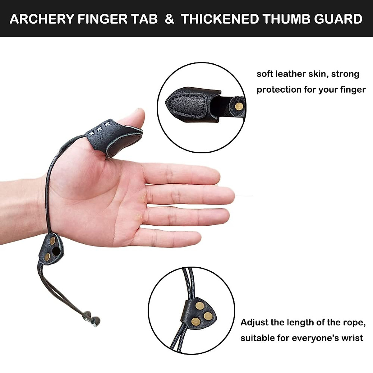 NATUMER Archery Thumb Ring Handmade Finger Protector Thumb Guard for Outdoor Shooting Accessories Finger Tab (Black)