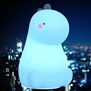 Oaroily Dinosaur Night Light for Kids, LED Nursery Lamp for Toddler's Room, Cute Color Changing Silicone Baby Night Light with Touch Sensor, Dinosaur Gifts for Boys Girls (Green)