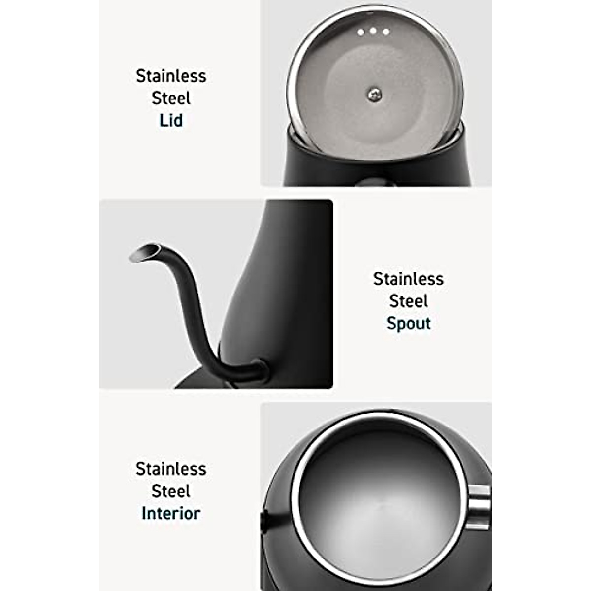 COSORI Electric Gooseneck Kettle with 5 Variable Presets, Pour Over Kettle & Coffee Kettle, 100% Stainless Steel Inner Lid & Bottom, 1200 Watt Quick Heating, 0.8L, Matte Black