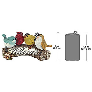 Design Toscano QM223531 Birdy Welcome Sign Garden Bird Statue, 4. 5" Wx10. 5" Dx5 H, Multicolored