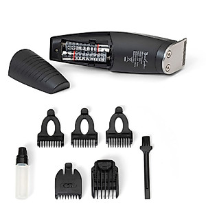 Beard Surfer Facial Hair Trimmer for Men Travel Beard Mustache Kit Compact Mini Size Shaver AAA Battery Operated Grooming Set Black Matte Color