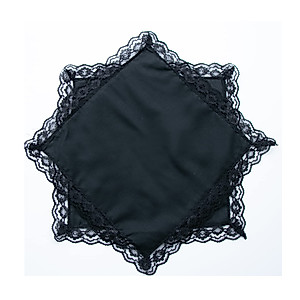 SrffbreMeOly Woemsn Handkerchiefs White Soft Cotton Embroidery Black Ladies Lace Hankies Black 3Pieces black One Size