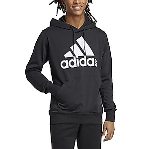 adidas Men's Essentials Logo Hoodie Legacy, Black/White/Black, Medium