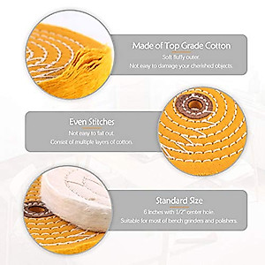 Rustark 6 Piece Polishing Compounds Kit with 3 Assorted Buffing Wheels Including Black Emery, Brown Tripoli, White Diamond, Yellow (30 Ply) Flannel (30 Ply), Cotton (40 Ply) for polishing